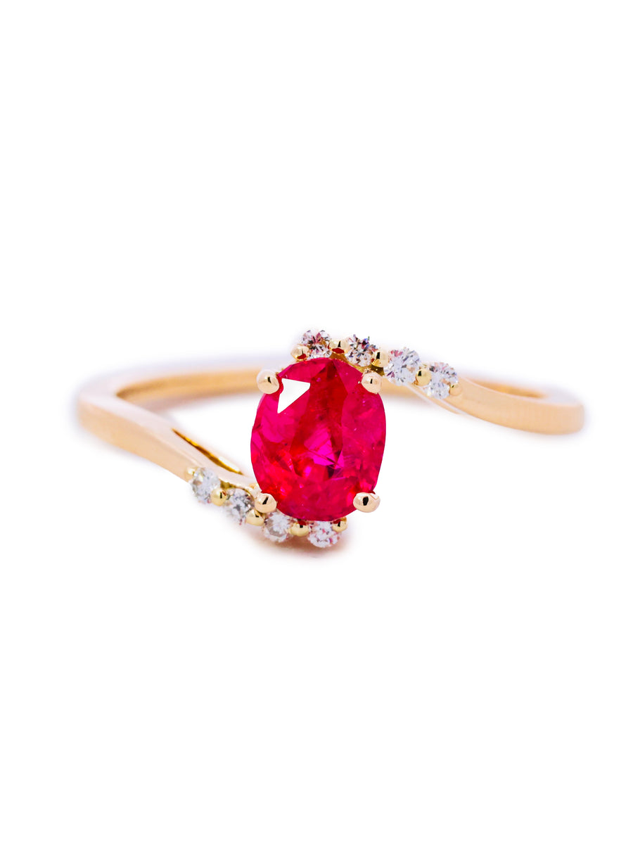 Natural 1 carat Ruby & Diamond Ring - Untreated Ruby – Gemdaia Jewellery