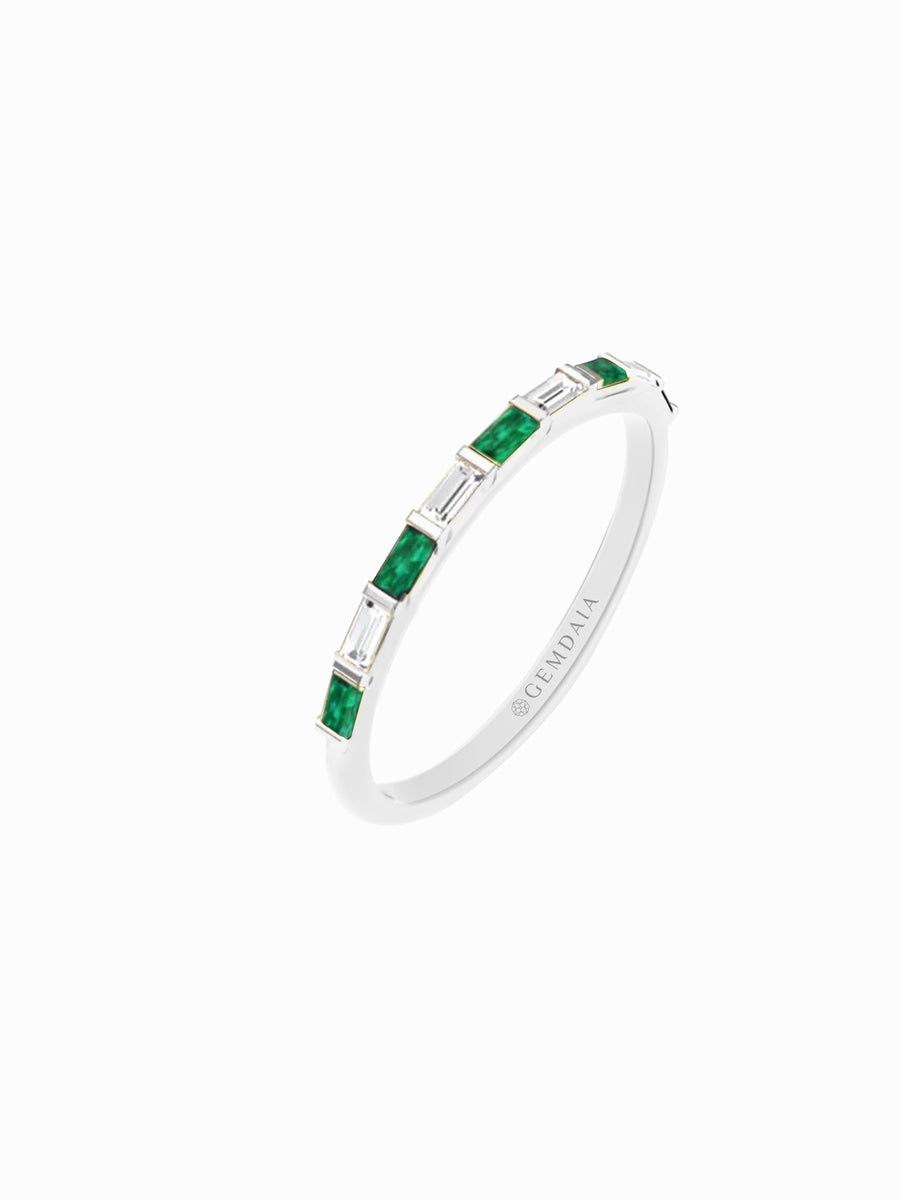 Natural Emerald and Diamond Stackable Ring – Gemdaia Jewellery