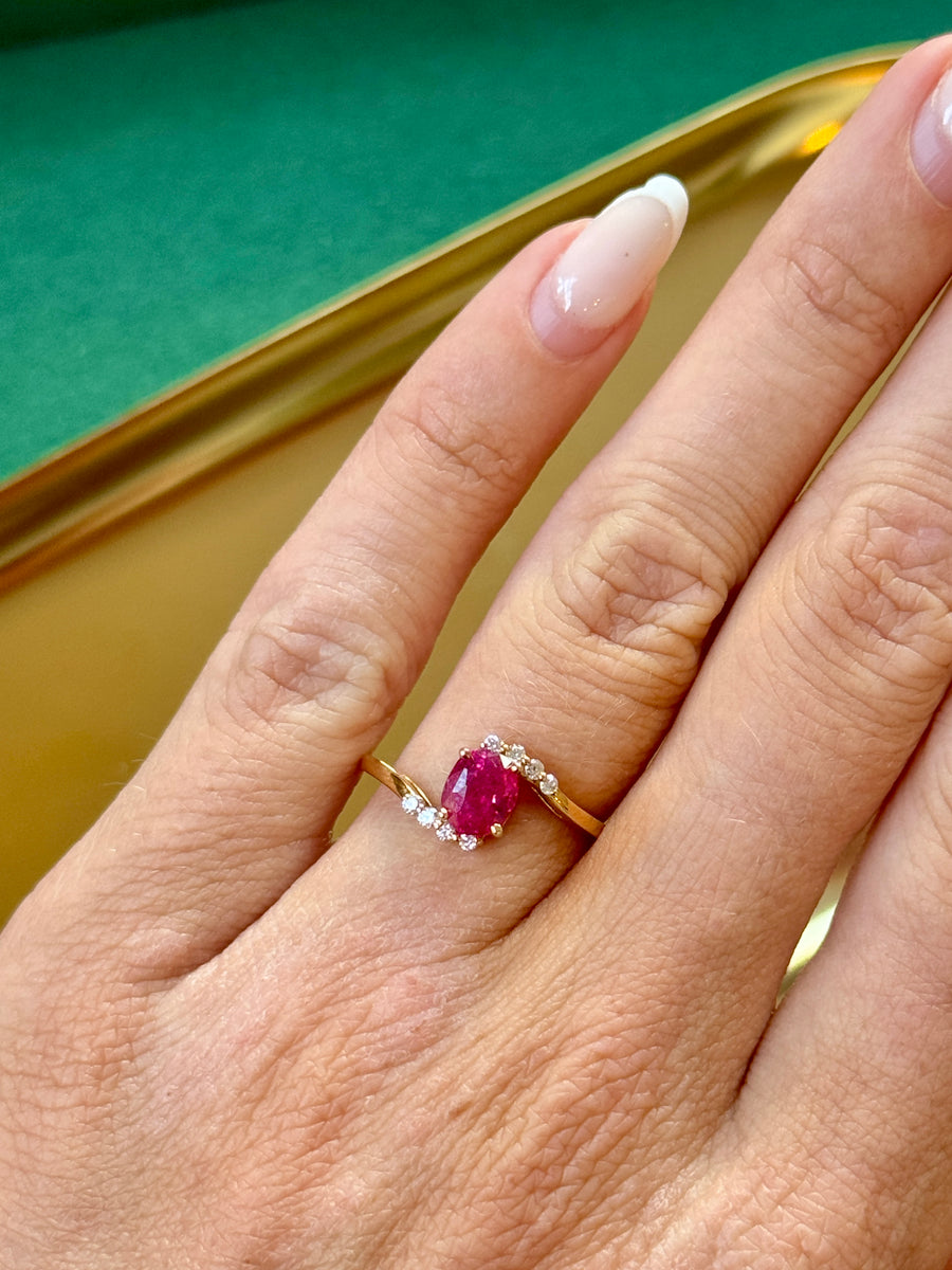 Natural 1 carat Ruby & Diamond Ring - Untreated Ruby – Gemdaia Jewellery