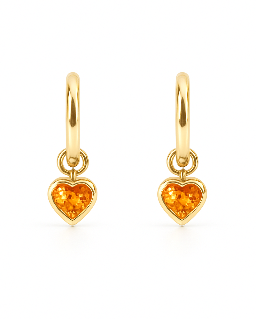 Orange Sapphire Heart Hoops – Gemdaia Jewellery
