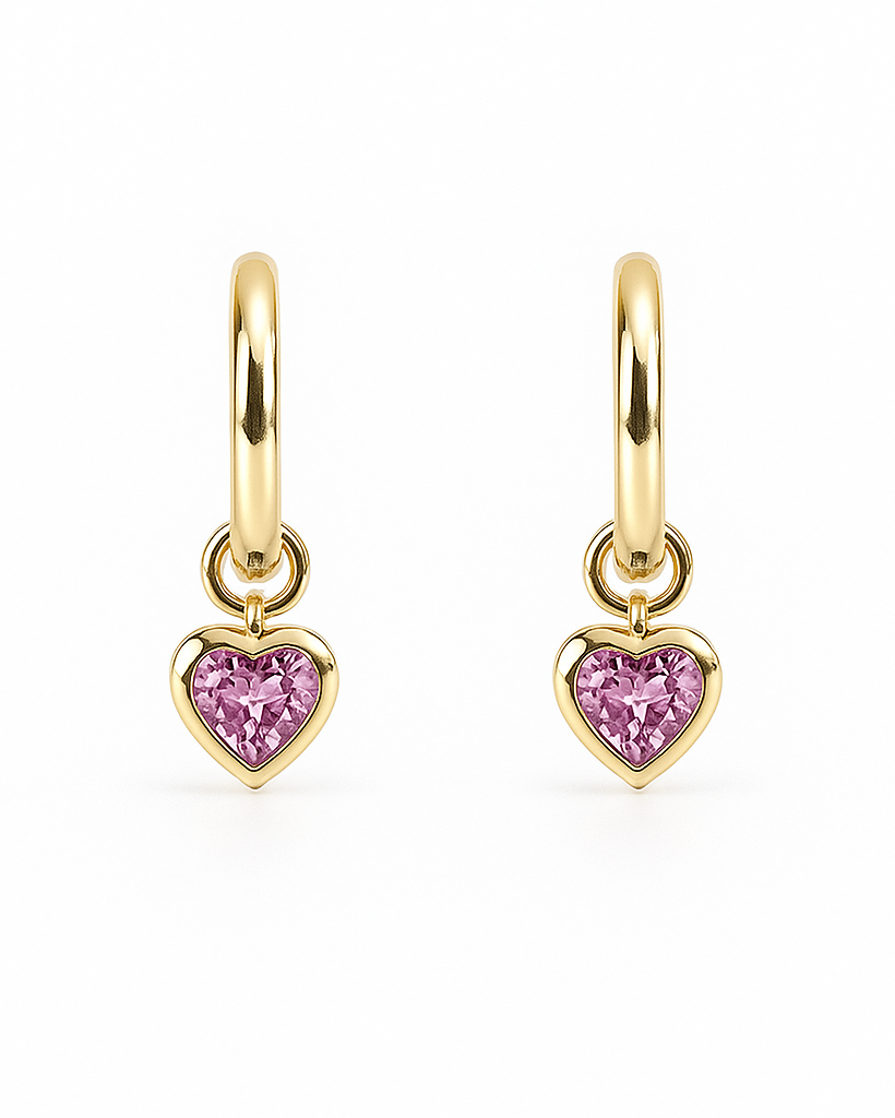 Pink Sapphire Heart Hoops – Gemdaia Jewellery